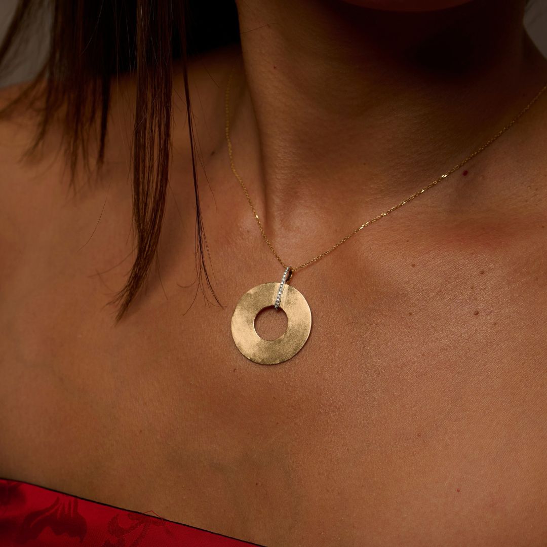 Gold and Diamond Open Circle Pendant – Noya Jewelry Design
